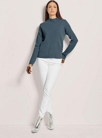 Madeleine Strickpullover Kaschmir-Pullover mit Pointelle-Muster Pullover mit Stehkragen, &uuml;berschnittene Schultern, Seitenschlitze