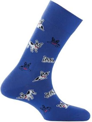 Kindy Mi-chaussettes en coton all over bulldogs MADE IN FRANCE - couleur - Bleu - Pointure - 39-42