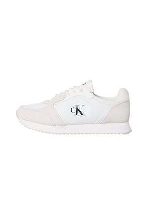 Calvin Klein Herren Runner Sneaker Retro Sock Lace Up mit Logo, Wei&szlig; (Bright White/Black), 42
