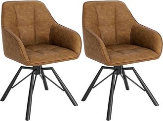 Woltu Esszimmerstühle drehbar 2er-Set, Küchenstuhl, Polsterstuhl, Drehstuhl, bequemer Stuhl mit Armlehnen Rückenlehne, Armlehnenstuhl für Esszimmer