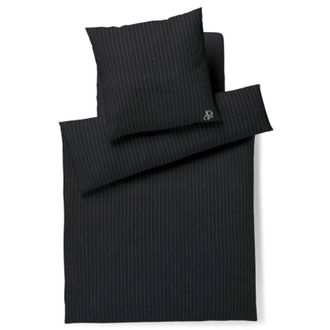 Joop Bettw&auml;sche Soft Stripes 45003 09 Stone Flanell Schwarz Grau Linien Nadel Streifen Gestreift Winter, Gr&ouml;&szlig;e:155 cm x 220 cm