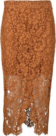 Twinset Femme, Jupes, Brun, Taille: 40 FR Jupe Crayon en Dentelle avec Fermeture Éclair