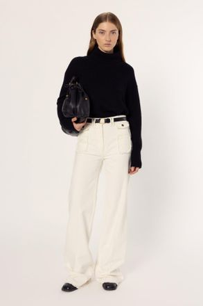 Gerard Darel Jean flare &eacute;cru &agrave; franges - ANNA - Ecru