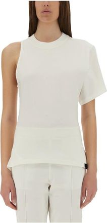 Courr&egrave;ges Femme, Tops, Blanc, Taille: 42 FR Scuba One-Sleeve T-Shirt