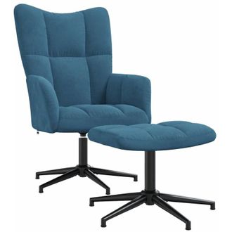 vidaXL vidaXL Chaise de relaxation avec tabouret Bleu Velours