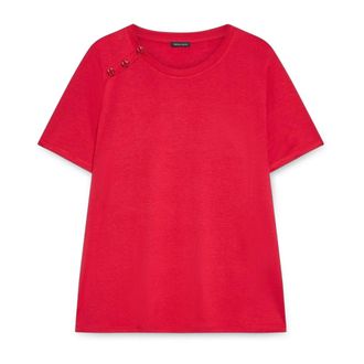 Fiorella Rubino Femme, Tops, Rouge, Taille: 38 FR T-shirt en jersey avec boutons d&eacute;coratifs