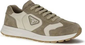 Prada Mens Beige Calf Leather Bos Taurus Athletic Sneakers