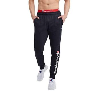 Champion Joggers, Lightweight Lounge, Jersey Graphic Pants for Men, 31 Pantalon de survêtement, Script Bleu Marine, XX-Large Homme