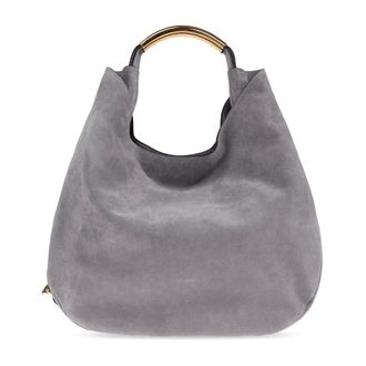 Moschino Femme, Sacs, Gris, Taille: ONE Size Handle Me Suede Handbag