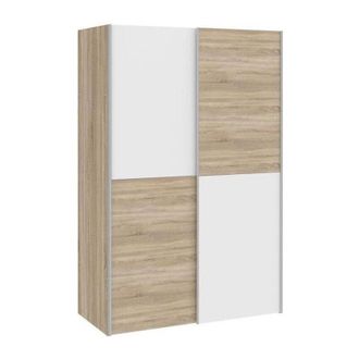 Les Tendances Les Tendances - Armoire 2 portes coulissantes 120 cm - Bois MDF bicolore - Am&eacute;nagement avec tringle et tablettes - Style contemporain
