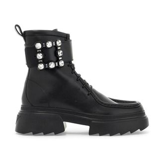 Roger Vivier Femme, Chaussures, Noir, Taille: 40 EU Bottines en Cuir avec Boucle en Cristal