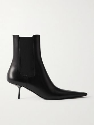 Saint Laurent Bottines En Cuir Victoire - Noir