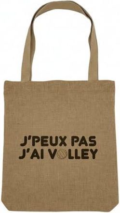 Fabulous Sac Shopping Tote Bag Aspect Lin - JPeux Pas Jai Volley Sport Beach Et&eacute; - Sac de Courses Toile Epaisse 360g Beige Naturel Cabas Port&eacute; Epaule Solide Im