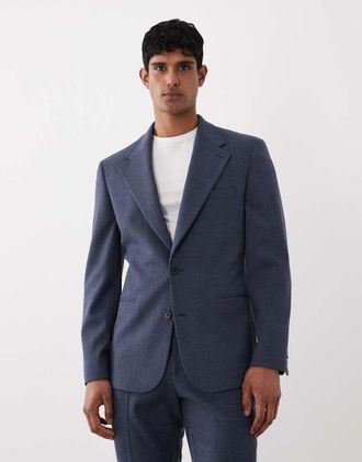 Asos Veste de costume coupe slim en laine et tweed m&eacute;lang&eacute;s - Bleu marine