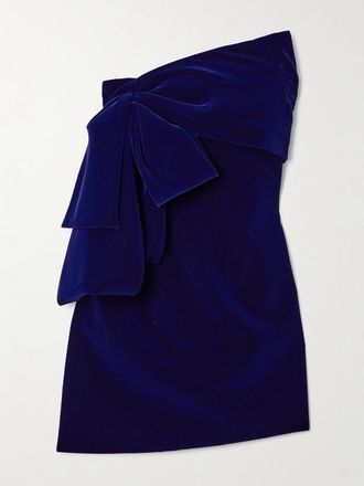 Givenchy Asymmetrisches Mini-bustierkleid Aus Samt Mit Schleife - Blau