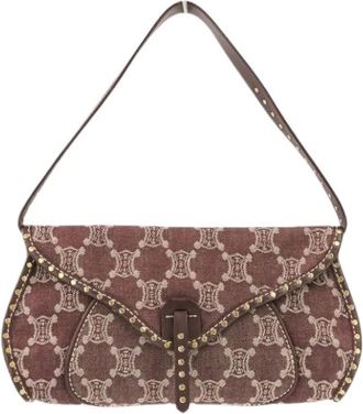 Celine Pre-owned Sac bandouli&egrave;re Paris Macadam en toile - Femme - Pre-owned - Rouge - Taille: ONE Size