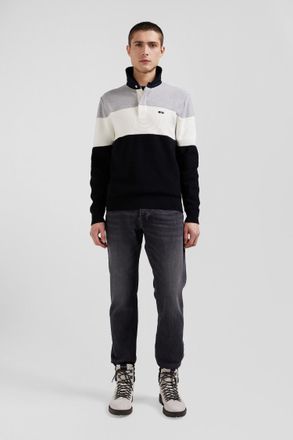 Eden Park Pull Col Maillot En Coton Gris &Agrave; Jeux De Maille Coupe Regular