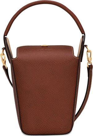 Longchamp Calf Leather Top Handle Bag - Brown