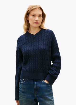 Tommy Hilfiger Pull &agrave; col V torsad&eacute; en coton