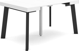 Skraut Home Skraut Home - Ausziehbarertisch, Multifunktionaler ausziehbarer, 140, F&uuml;r 6 G&auml;ste, H&ouml;lzerne Beine, Moderner Stil, Wei&szlig;
