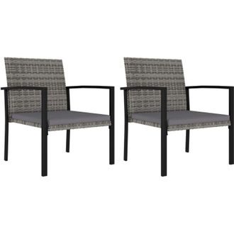 vidaXL Vidaxl - Chaises de salle &agrave; manger de jardin 2 pcs R&eacute;sine tress&eacute;e Gris