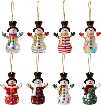 Generico Weihnachtsschneemann, 8 Stück, flacher Anhänger, 2D, zum Aufhängen, dekorativer Anhänger für Weihnachtsbaum, für Partys, Haus, Küche, Außenbereich, Ga