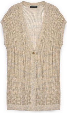 Fiorella Rubino Femme, Pulls, Beige, Taille: 40/42 FR Maxi Gilet en maille ajour&eacute;e