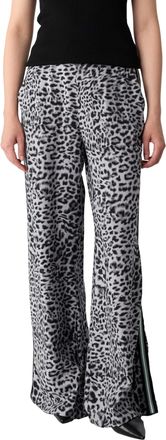 Comma Palazzo-Hose aus Reiner Viskose mit Leo-Print und seitlichem Streifendetail