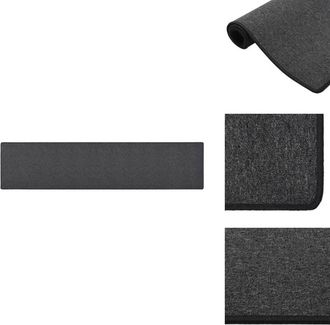 vidaXL Teppichläufer Anthrazit 80x400 cm - Teppichläufer - Anthrazit - Nadelvlies - Polypropylen - Wohnzimmerteppich