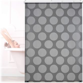 Relaxdays Duschrollo, 120x240 cm, Seilzugrollo für Dusche & Badewanne, Badrollo wasserabweisend, Decke & Fenster, grau