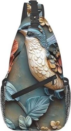 Generic Sac &agrave; dos &agrave; bandouli&egrave;re pour homme avec chrysanth&egrave;mes et colibris