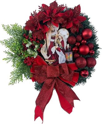 Generic Kunstlicher Weihnachtskranz f&uuml;r T&uuml;r - T&uuml;rkranz mit Beleuchtung f&uuml;r Haust&uuml;r Outdoor (C, One Size)