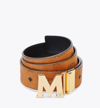 MCM Claus M Wendeg&uuml;rtel in Visetos 4,5 cm COGNAC / GOLD VISETOS