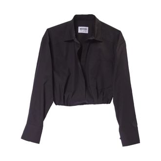 Moschino Schwarze Cropped Bluse mit Hakenverschluss - - Blouses & Shirts - Damen - Schwarzk - M