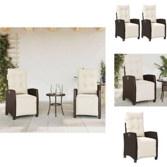 vidaXL Gartensessel mit Fu&szlig;teil 2 Stk. Verstellbar Braun Poly Rattan - Gartenstuhl - Gartenm&ouml;bel - Rattan M&ouml;bel - Ausziehbarer Gartenstuhl - H&ouml;henverstellbar