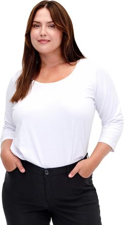 Zizzi Damen Große Größen T-Shirt Baumwolle 3/4-Ärmel Gr. Gr XXXL Bright White