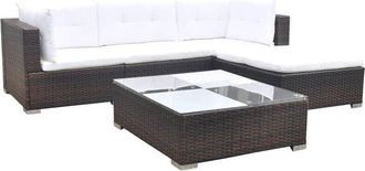 vidaXL 5-tlg. Garten-Lounge-Set mit Kissen Poly Rattan Braun Vidaxl