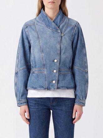Isabel Marant Veste en jean en coton avec col montant et fermeture asym&eacute;trique