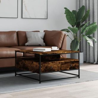 vidaXL Table basse ch&ecirc;ne fum&eacute; 80x80x45 cm bois ding&eacute;nierie