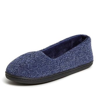 Dearfoams Pantoufles Rebecca légères et confortables en mousse à mémoire de forme avec dos fermé pour femme avec larges largeurs, Caban chenille, 5-6 Wide