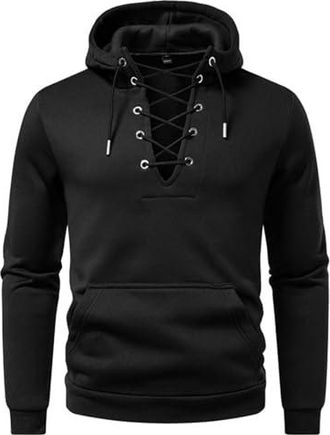 Generic Sweat à capuche de travail décontracté à manches longues avec fermeture éclair pour homme, Noir, XXL
