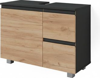 Vicco Waschbeckenunterschrank Sonoma J-Shape 80x61x33 cm - Unterschrank Badezimmer, Zus&auml;tzlicher Stauraum direkt unter dem Waschbecken