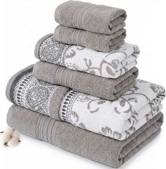 Modern Threads 6-teiliges Set, 2 Badet&uuml;cher, 2 Handt&uuml;cher, 2 Waschlappen, garngef&auml;rbtes Jacquard/festes Handtuch-Set, Ophelia Rehkitz