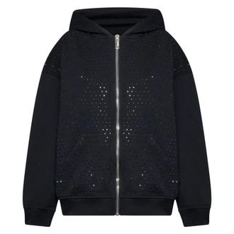 John Richmond Kapuzenpullover mit gl&auml;nzenden Details - - Sweatshirts & Hoodies - Damen - Schwarzk - L