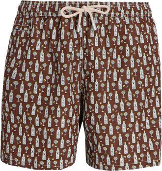 MC2 Saint Barth Badeshorts mit Flaschen-Print - Braun