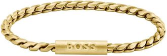 BOSS Jewelry Gliederarmband für Herren Kollektion DORAN aus Gelbgold mit einer Gravierten Plakette - 1580696