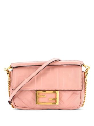 Fendi Baguette NM Bag Zucca Embossed Leather Mini crossbody bag - Rose