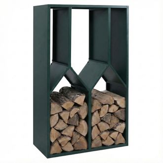 Mendler Brennholzlager HWC-P76, Kamin-/Feuerholzregal Holzlager Holzunterstand Outdoor Metall 160x95x50cm - gr&uuml;n