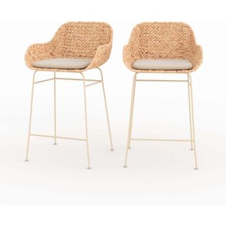 Rendez-Vous D&eacute;co Lot de 2 chaises pour &icirc;lot central 66 cm en mati&egrave;re naturelle - Faro