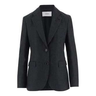 Lardini Femme, Vestes, Gris, Taille: 44 FR Veste en laine m&eacute;lang&eacute;e avec superpositions et motif &agrave; carreaux